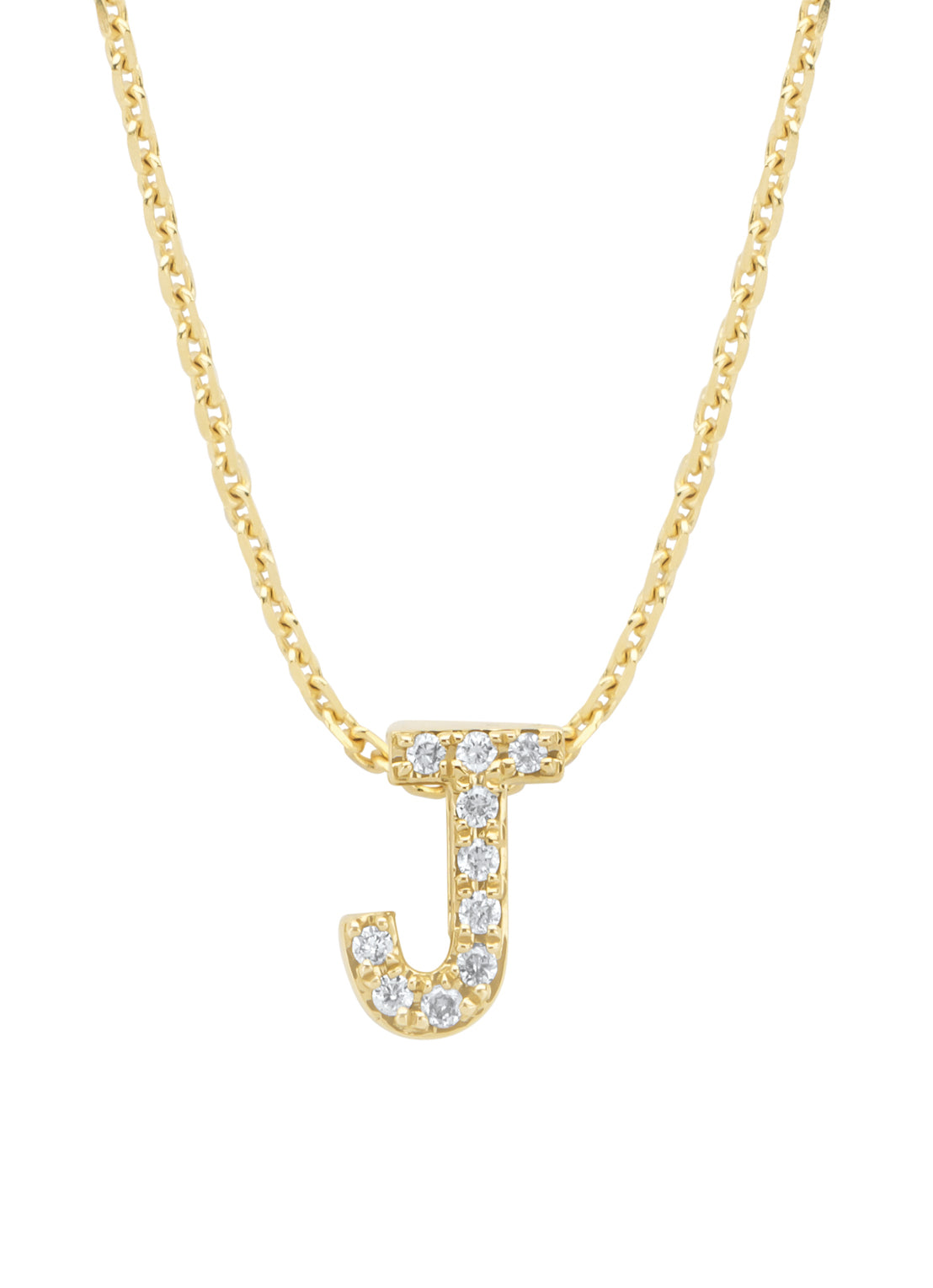 Yellow gold pendant J 0.04 CT Diamond Alphabet